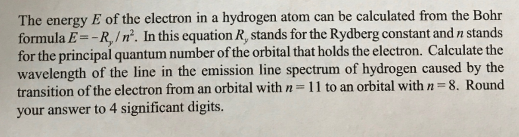 Solved The energy E of the electron in a hydrogen atom can | Chegg.com