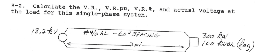 Solved Calculate the V.R., V.R.pu, V.R.%, and actual voltage | Chegg.com