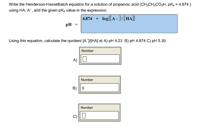 Solved Write the Henderson-Hasselbalch equation for a | Chegg.com