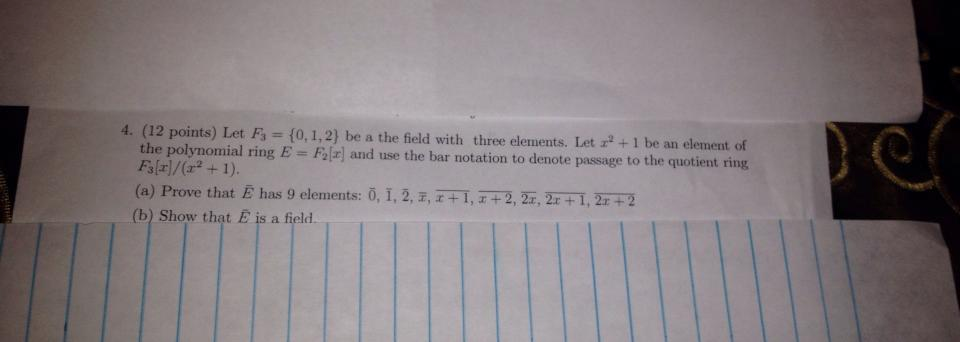 Solved Let F3 - {0,1,2} be a the field with three elements. | Chegg.com