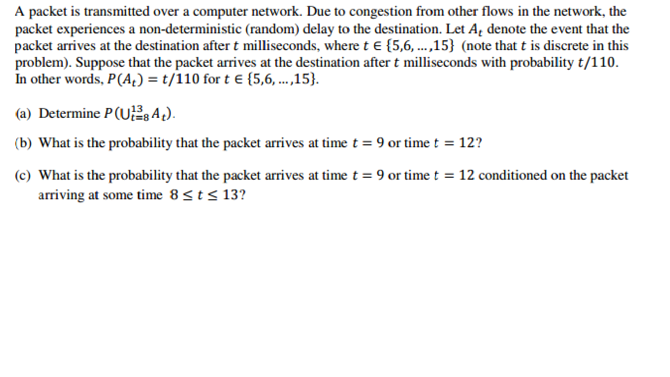 Solved A packet is transmitted over a computer network. Due | Chegg.com