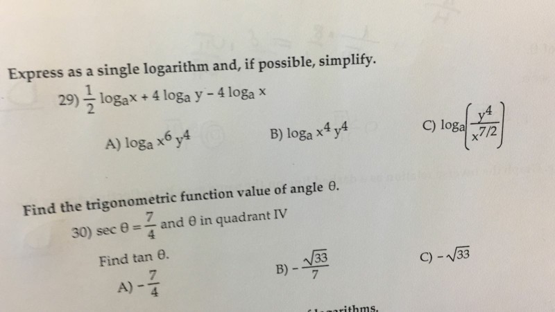 Solved Express as a single logarithm and, if possible, | Chegg.com
