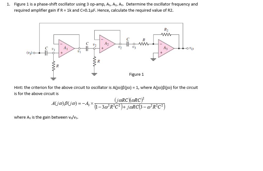 Solved Figure 1 is a phase-shift oscillator using 3 op-amp, | Chegg.com