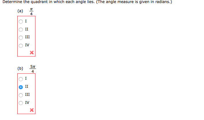 Solved Determine The Quadrant In Which Each Angle Lies The