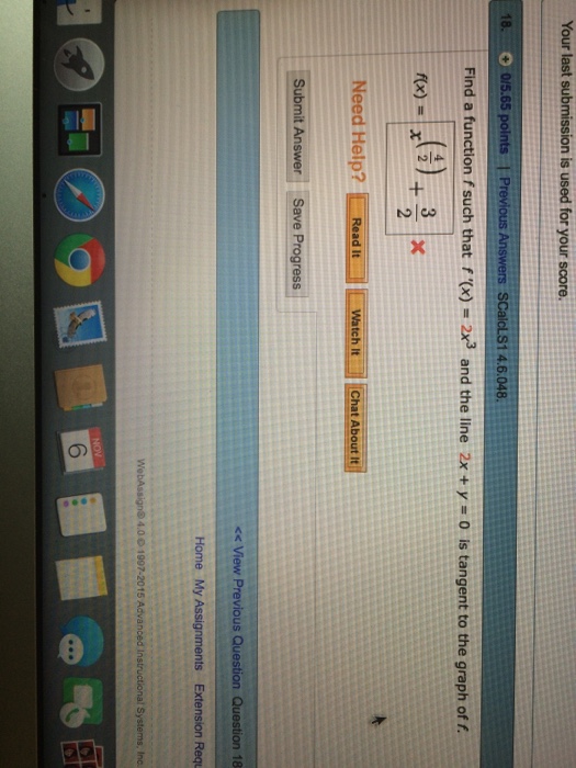 Solved find a function f such that f'(x) = 2x^3 and the line | Chegg.com