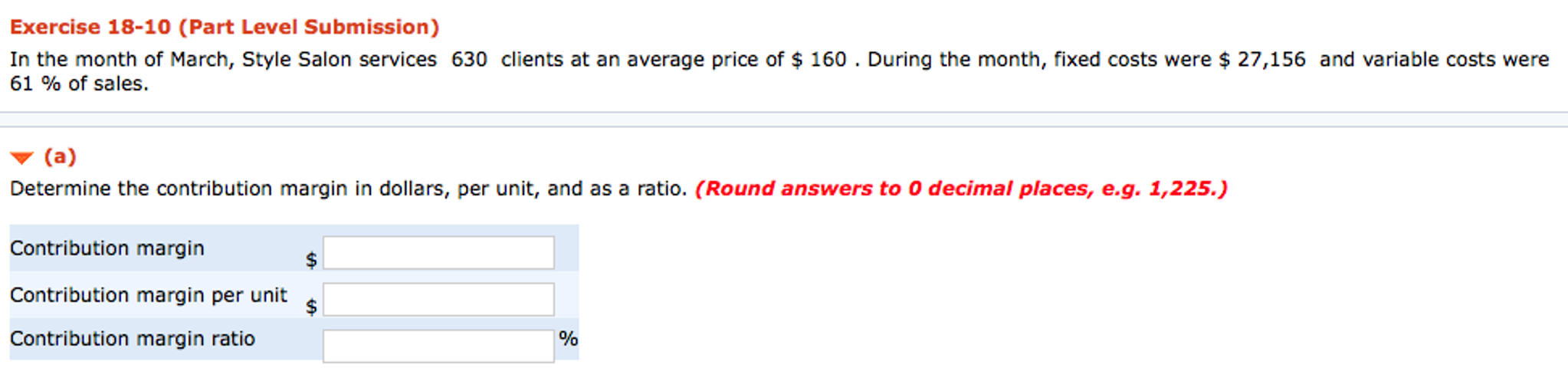 Solved Exercise 18-10 (Part Level Submission) In the month | Chegg.com