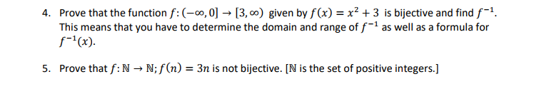 Solved [3,00) given by f(x)-x2 + 3 is bijective and find | Chegg.com
