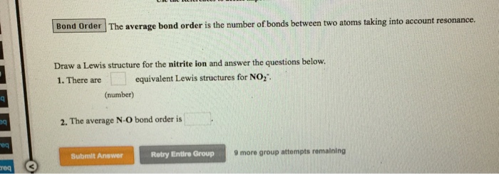 Solved ts 2req Bond Order The average bond order is the | Chegg.com