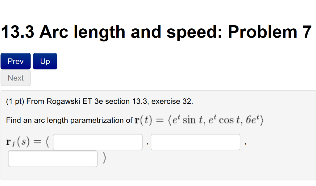 Solved 13.3 Arc length and speed: Problem 7 Prev Up Next (1 | Chegg.com