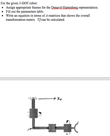 Solved For the given 3-DOF robot: Assign appropriate frames | Chegg.com