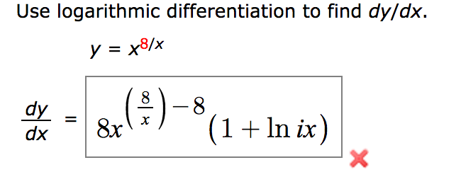Solved Use logarithmic differentiation to find dy/dx. y = | Chegg.com