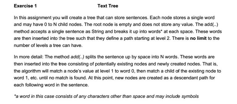 Solved Exercise 1 Text Tree In this assignment you will | Chegg.com