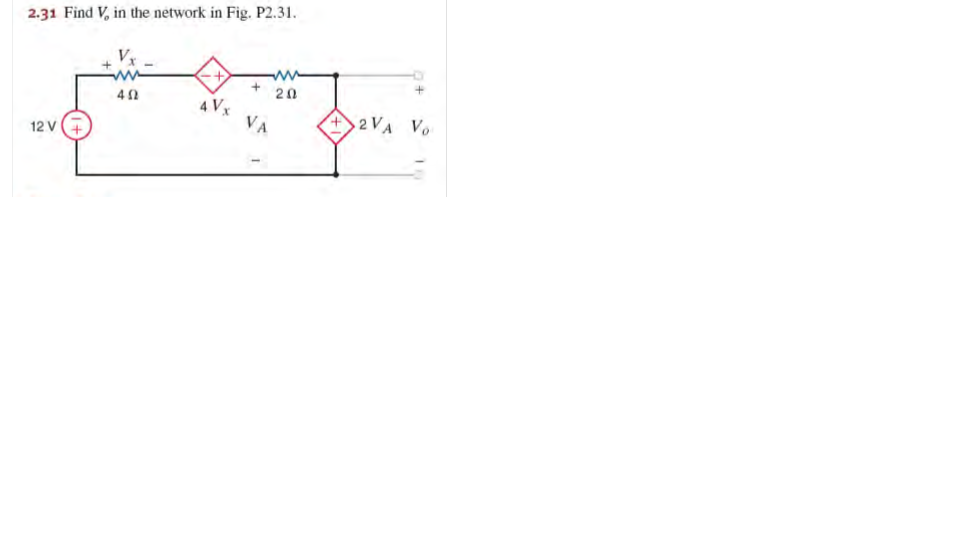 Solved Find V0 in the network in Fig. P2.31. | Chegg.com
