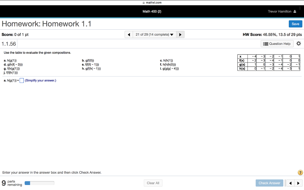 Solved Use the table to evaluate the given compositions. | Chegg.com