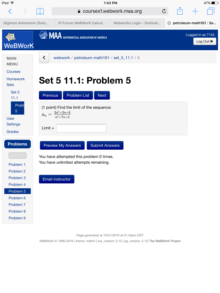 Solved Find the limit of the sequence: a_n = 3n^2 + 2n + | Chegg.com