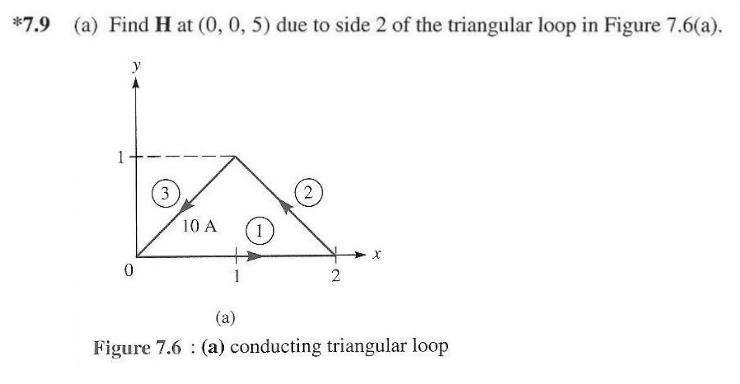 Solved *7.9 (a) Find H at (0, 0, 5) due to side 2 of the | Chegg.com