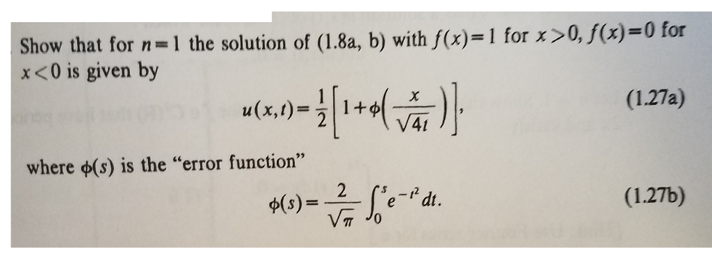 Show that for n = 1 the solution of (1.8a, b) with | Chegg.com
