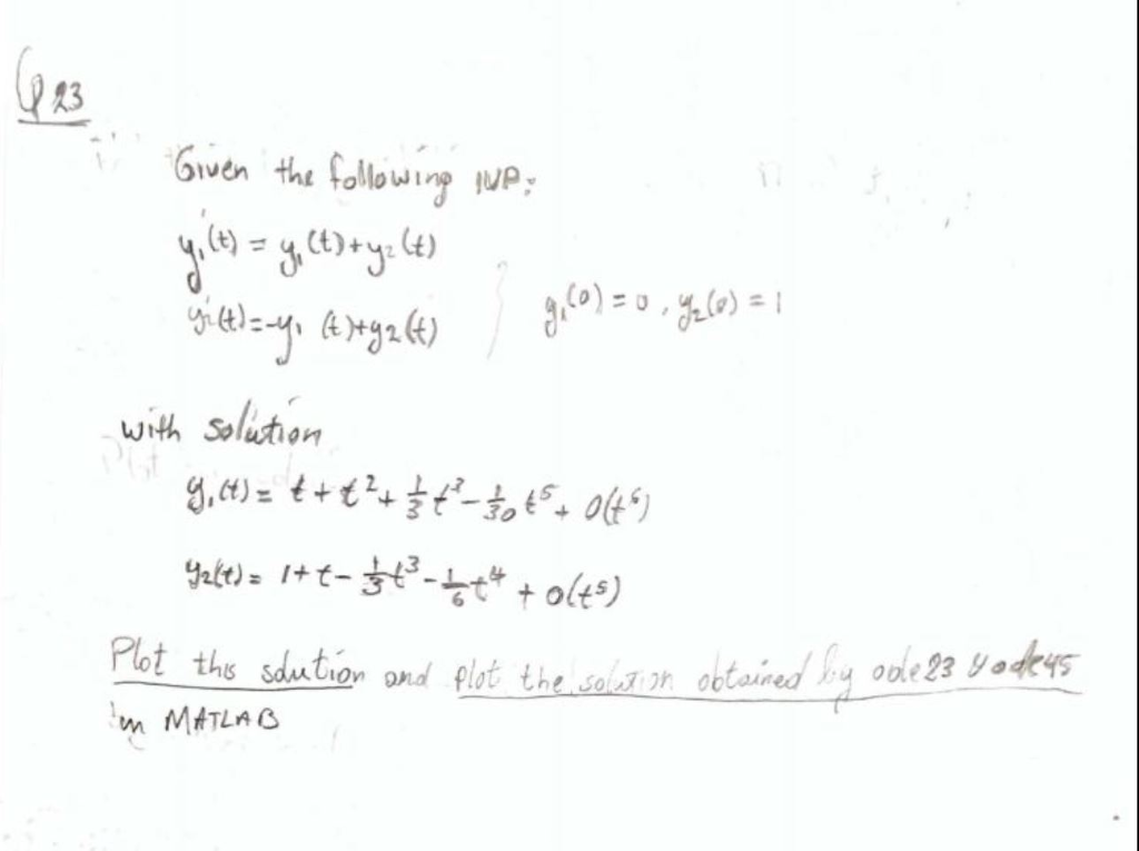 Solved Question is plot the solution in matlab then plot it | Chegg.com
