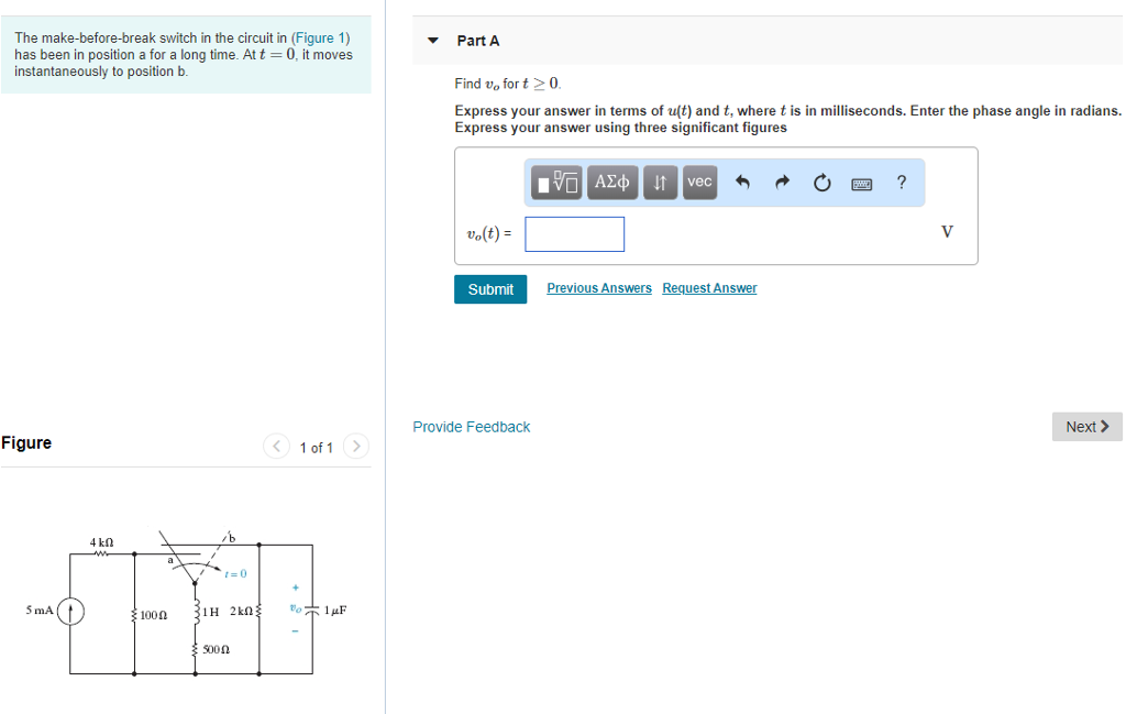 Solved The make-before-break switch in the circuit in | Chegg.com