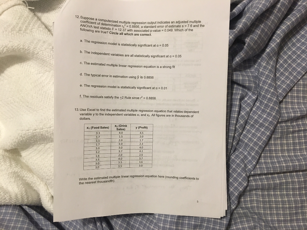 Solved Suppose a computerized multiple regression output | Chegg.com