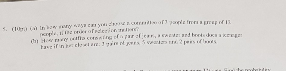 Solved s. (10pt) (a) In how many ways can you choose a | Chegg.com