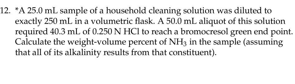 Solved A 25.0 mL sample of a household cleaning solution was | Chegg.com