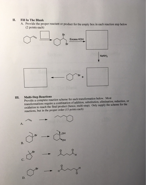 Solved Provide the proper reactant or product for the empty | Chegg.com