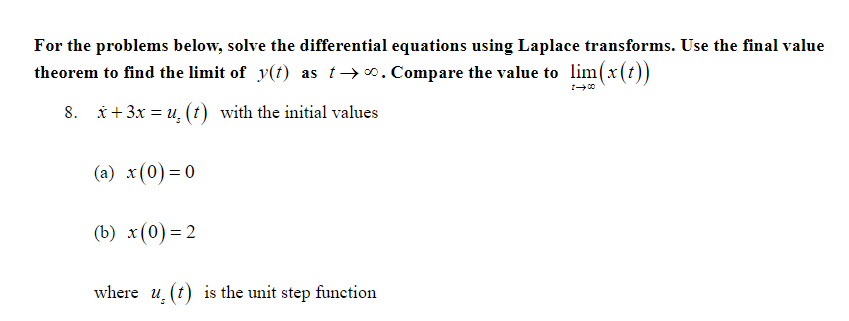 Solved For the problems below, solve the differential | Chegg.com