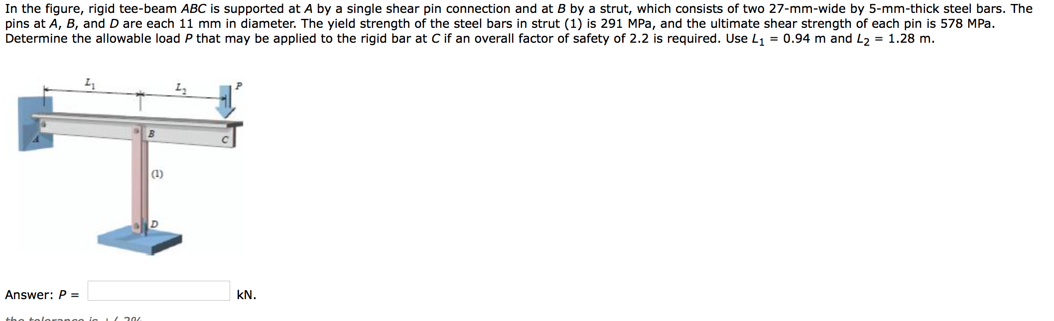 Solved In the figure, rigid tee-beam ABC is supported at A | Chegg.com