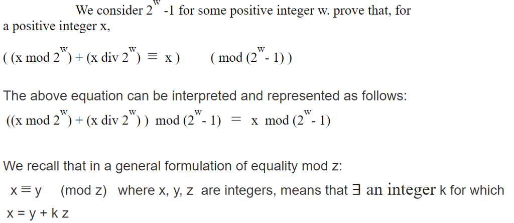 We consider 2^w - 1 for some positive integer w. | Chegg.com