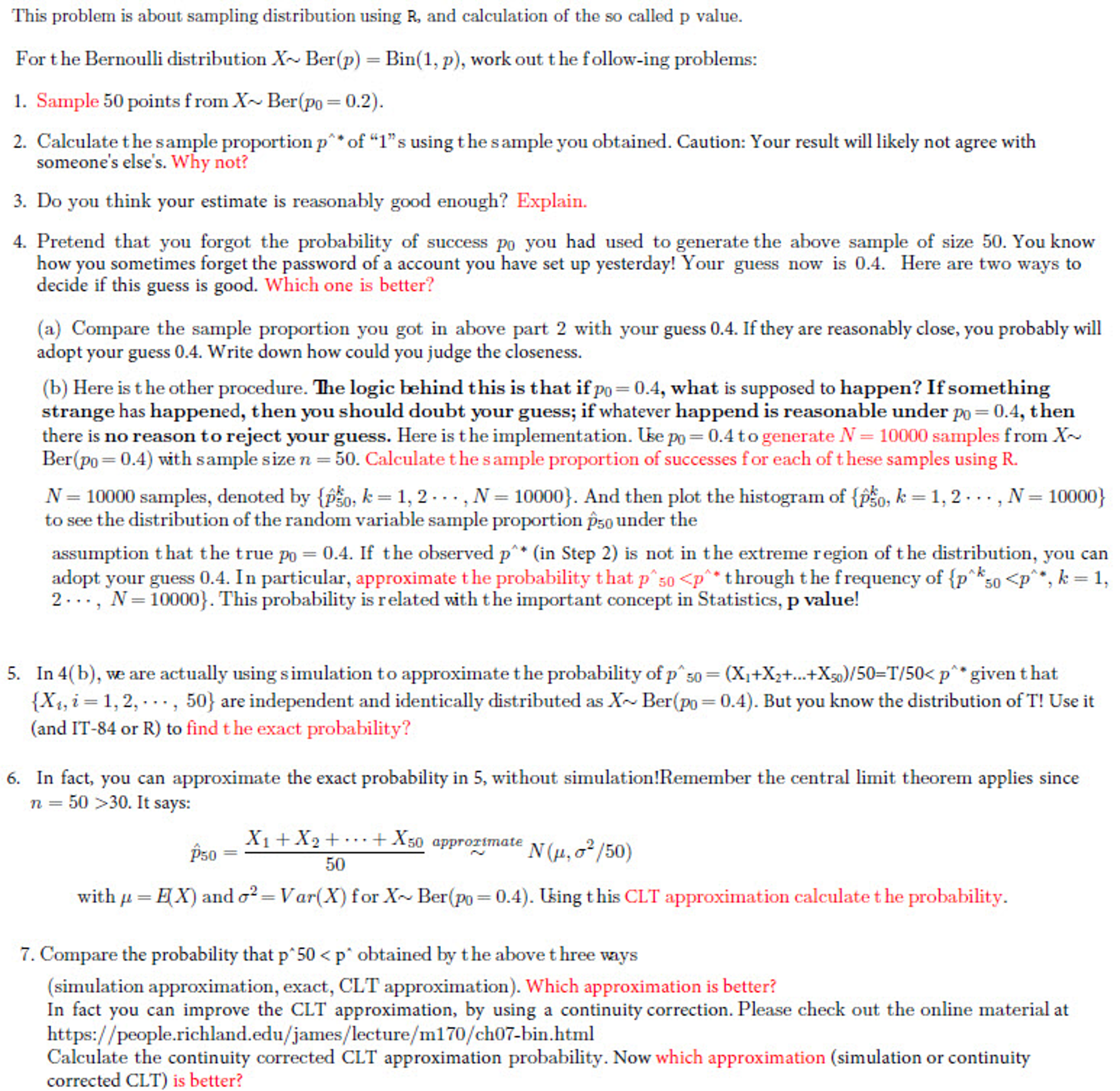 This problem is about sampling distribution using R, | Chegg.com