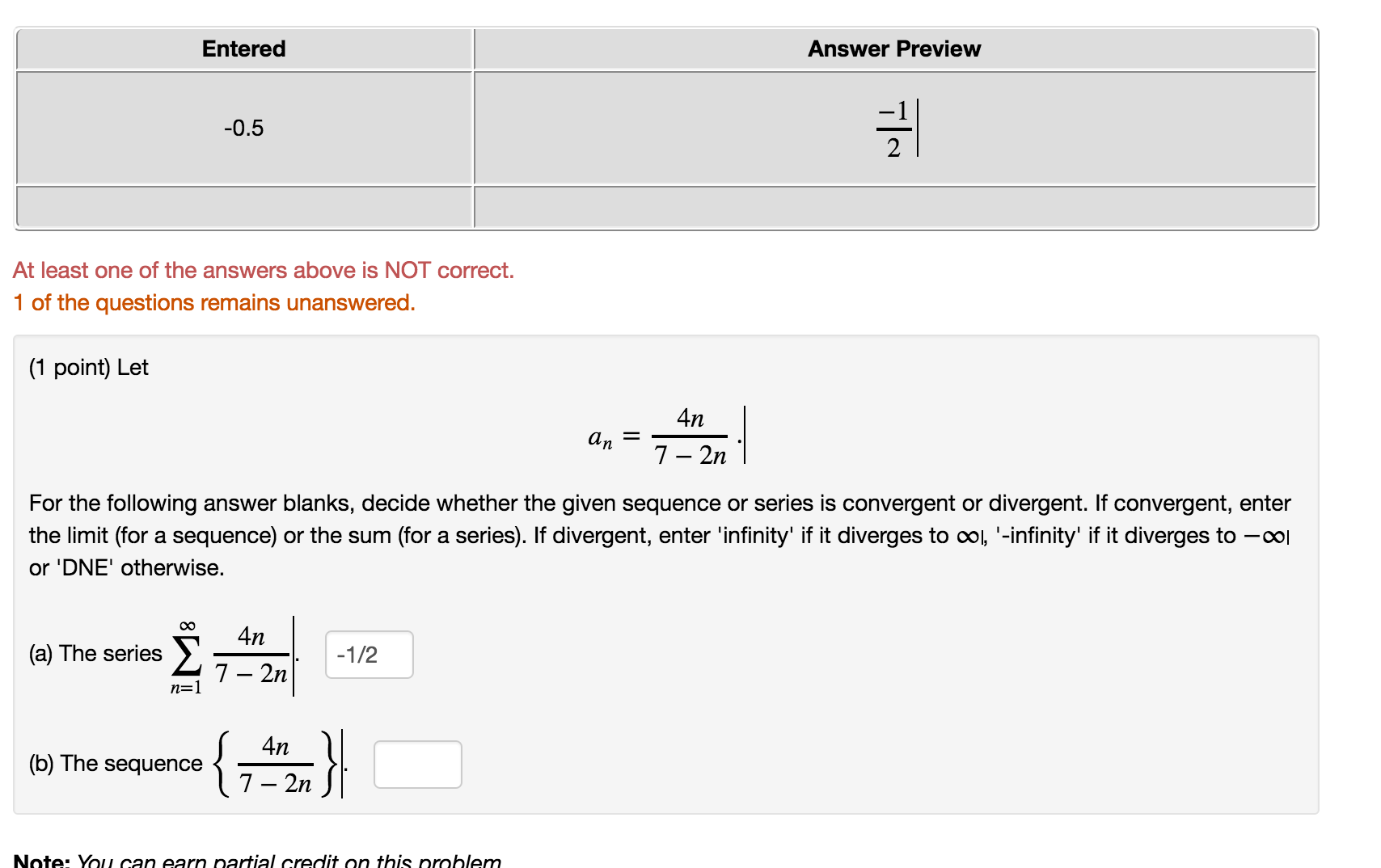 Solved At Least One Of The Answers Above Is Not Correct 1