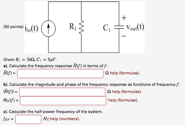 Solved CI Vout(t) (50 points) Given R 3k2, C 5HF. a). | Chegg.com