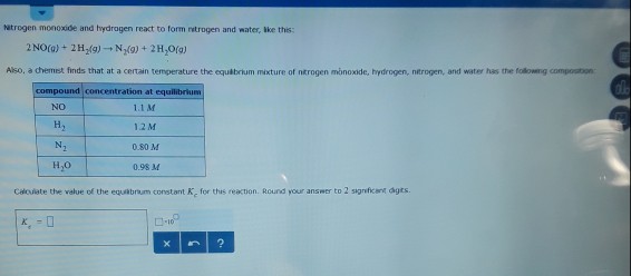 Solved atrogen monoxide and hydragen react to form retrogen | Chegg.com