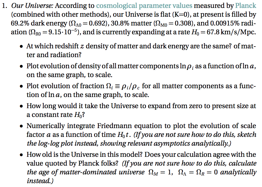 Our Universe: According to cosmological parameter | Chegg.com