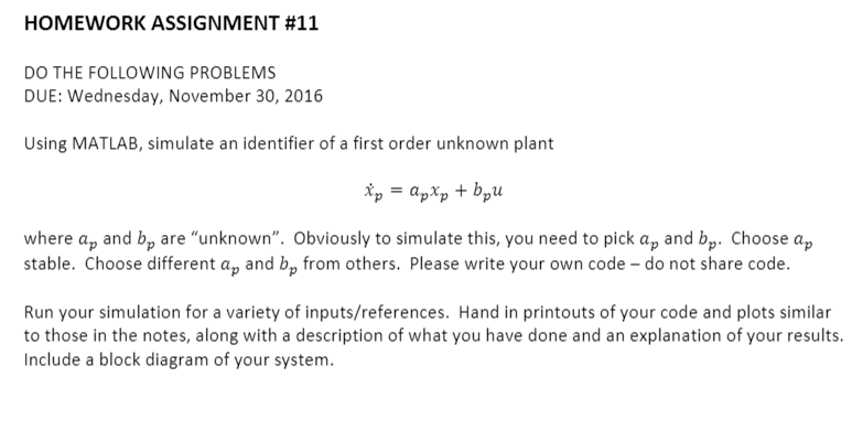 Using MATLAB, simulate an identifier of a first order | Chegg.com
