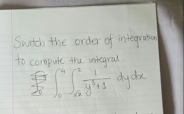 Solved Switch the order of integration to compute the | Chegg.com