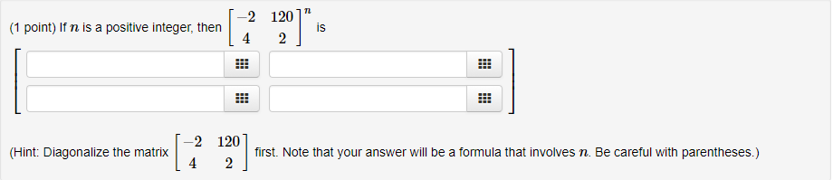 Solved 2 1201" 1 point) If n is a positive integer, then is | Chegg.com