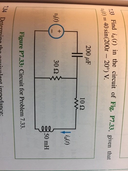 Solved Find i_a (t) in the circuit of Fig. P7.33, given that | Chegg.com