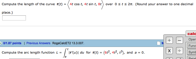 Solved Compute the length of the curve r(t) = ( 4t cos t, 4t | Chegg.com
