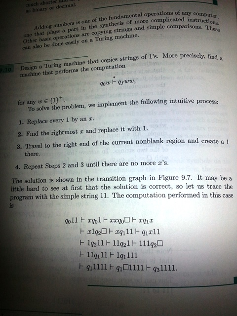 What happens in Example 9.10 if the string w contains | Chegg.com
