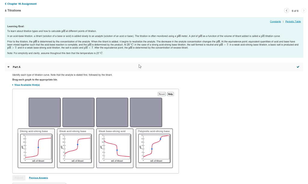 Solved K Chapter 16 Assignment Titrations 6 of 6 Learning | Chegg.com