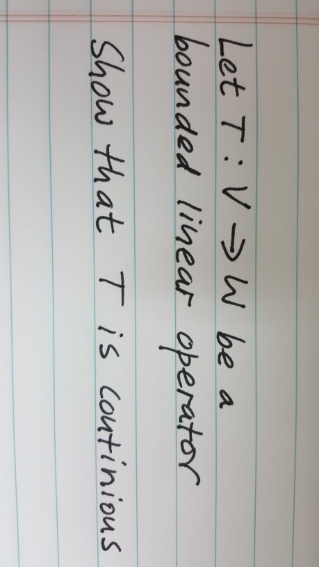 Solved Let T: V rightarrow W be a bounded linear operator | Chegg.com