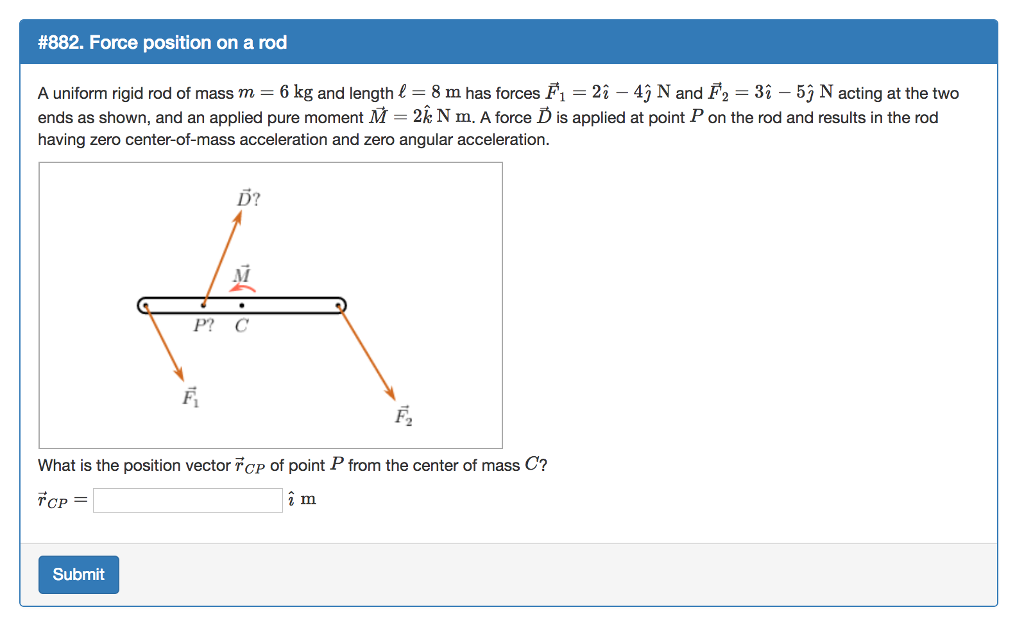Solved A uniform rigid rod of mass m = 6 kg and length f = | Chegg.com
