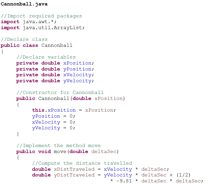 (Solved) - Design a class Cannonball to model a cannonball that is fired into... - (1 Answer ...