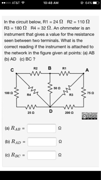 Solved In the circuit below, R1 = 24 ohm R2 = 110 ohm R3 = | Chegg.com