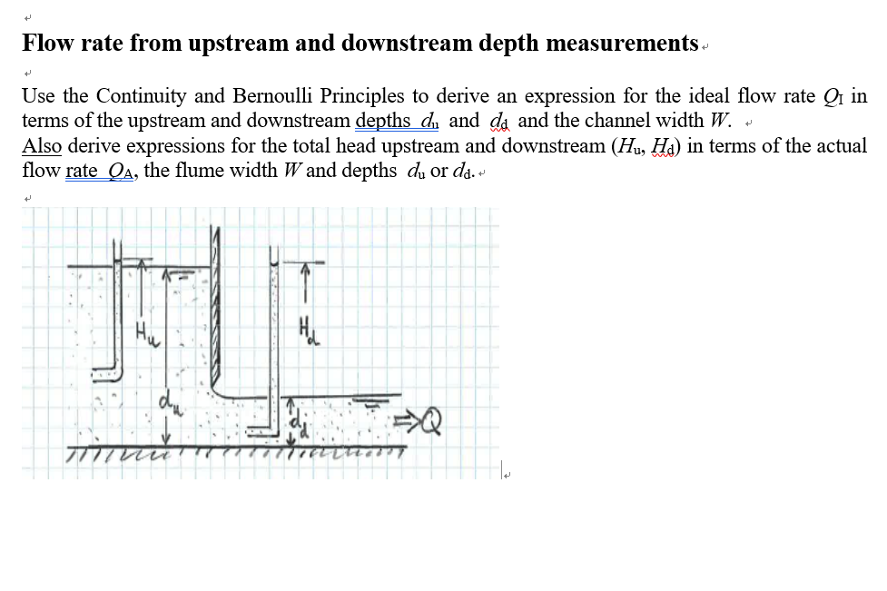 Solved Flow rate from upstream and downstream depth | Chegg.com