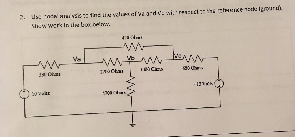Solved Use nodal analysis to find the values of Va and Vb | Chegg.com