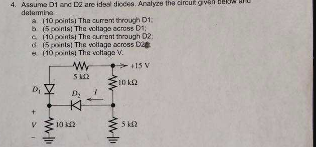 Solved 4. Assume D1 and D2 are ideal diodes. Analyze the | Chegg.com