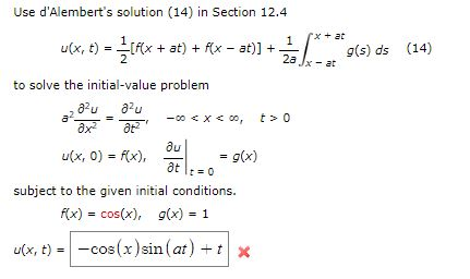 Solved Use d'Alembert's solution (14) in Section 12.4 g(s) | Chegg.com